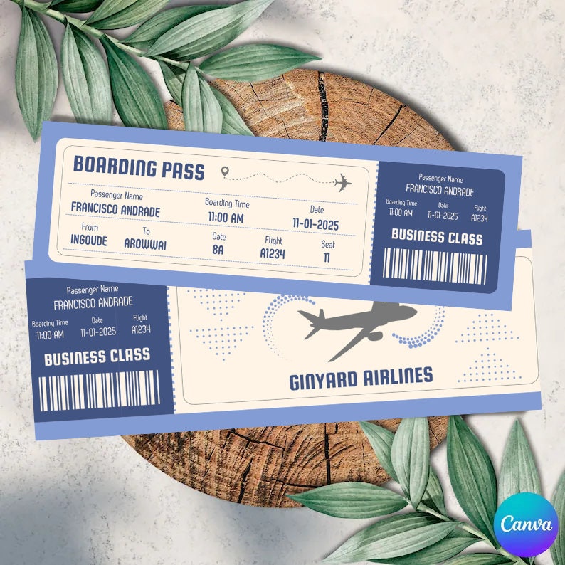 Printable Boarding Ticket Template With Photo Surprise - Etsy