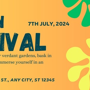 Printable Garden Festival Ticket Template, Editable Event Ticket, Canva ...