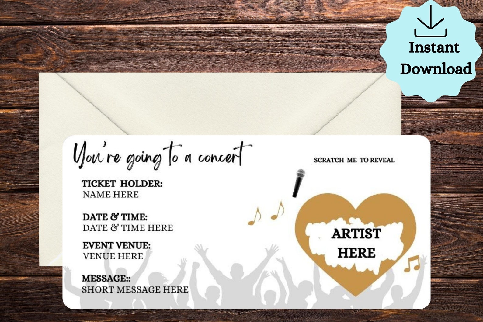 Personalised Surprise Concert Ticket, Concert Reveal Ticket, Surprise ...
