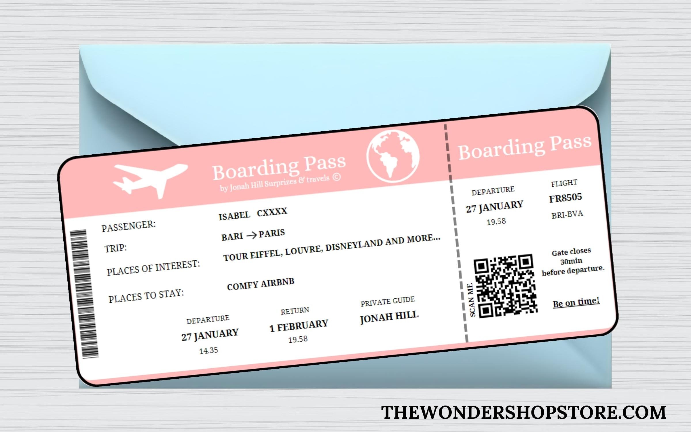 Boarding Pass Template Printable | Airplane Ticket | Instant Download ...