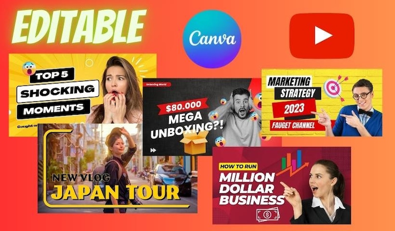 Trendy Youtube Thumbnails Pack Für Canva | Youtube Thumbnail | DIY ...