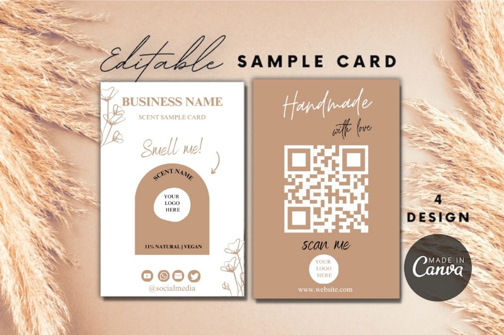 Editable Candle Scent Sample Card Template - Fragrance Tester Design ...