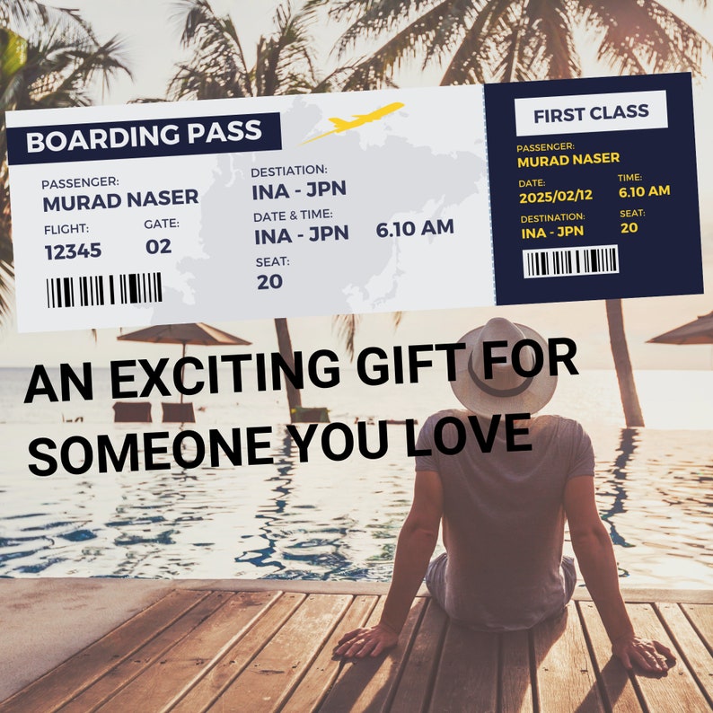 Boarding Pass Template Editable Canva Boarding Pass Surprise - Etsy