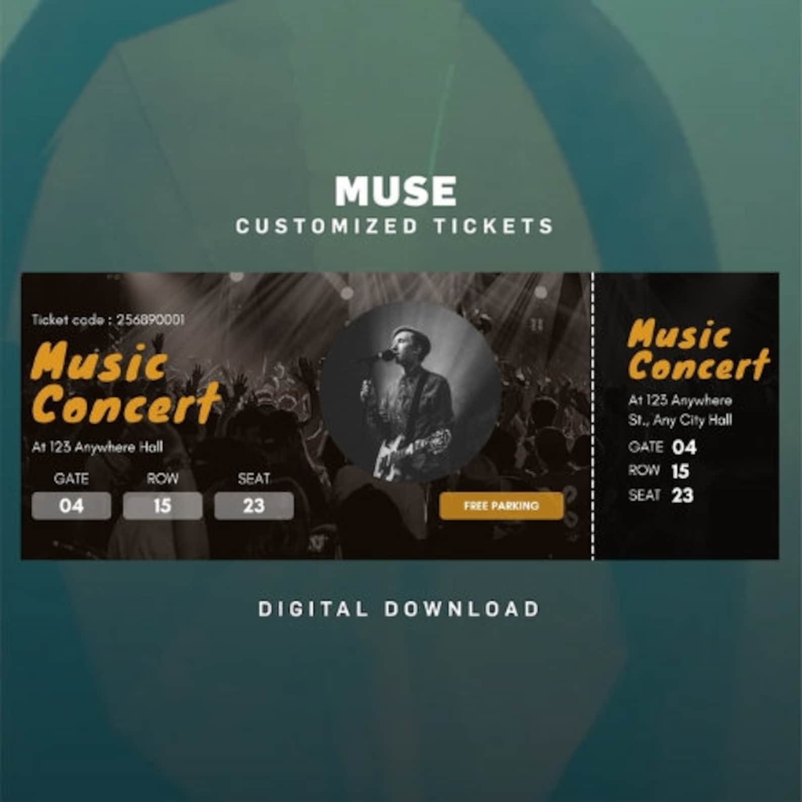 PERSONALIZED Concert Ticket Gift Souvenir | Print at Home | Email ...