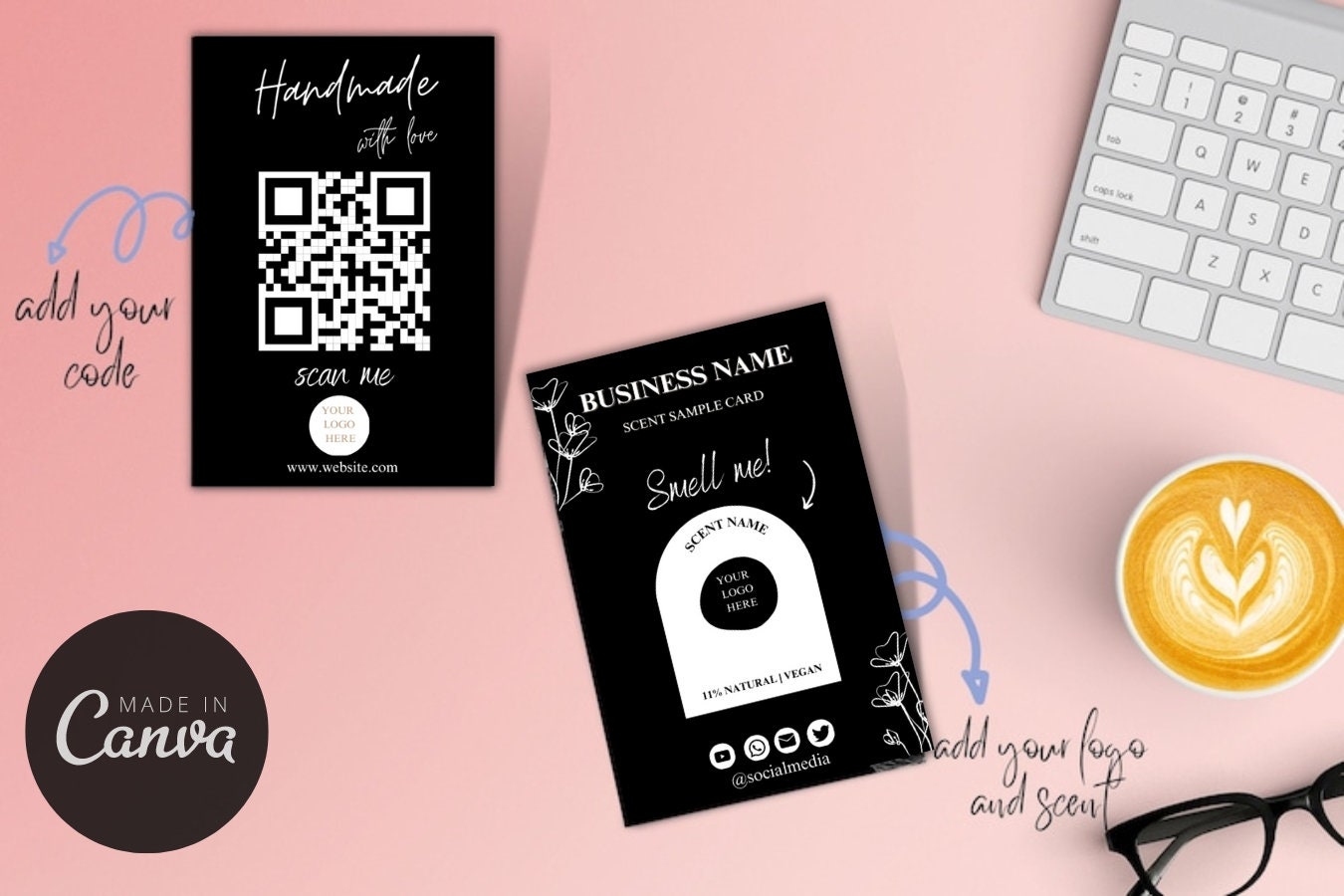 Editable Candle Scent Sample Card Template - Fragrance Tester Design ...