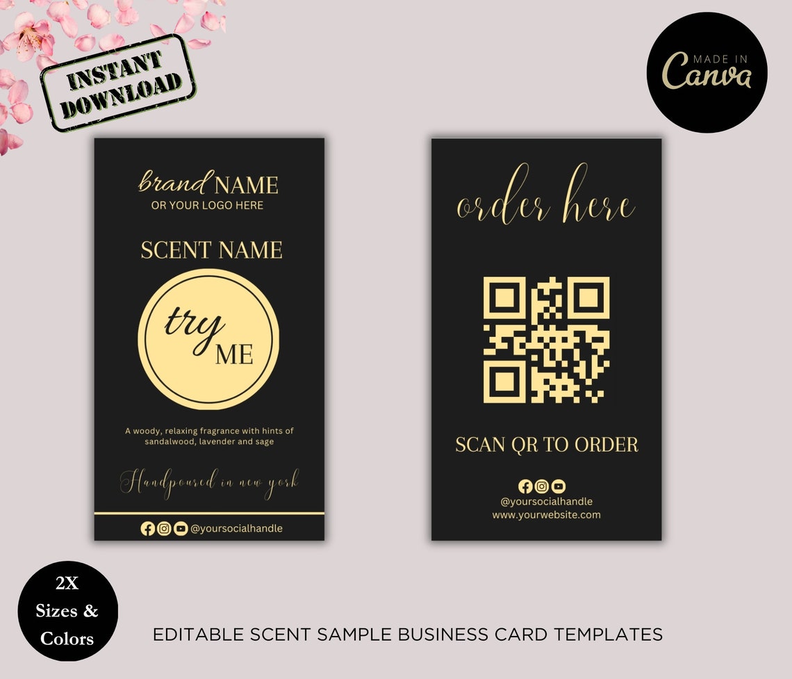 CANVA Scent Sample Card Editable Template, Minimalist DIY Edit Candle ...