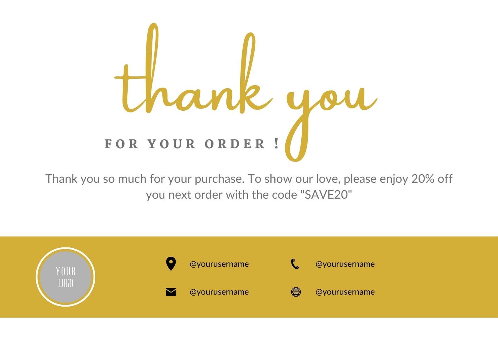 Printable Thank You Card Editable Small Business Package Insert Card ...