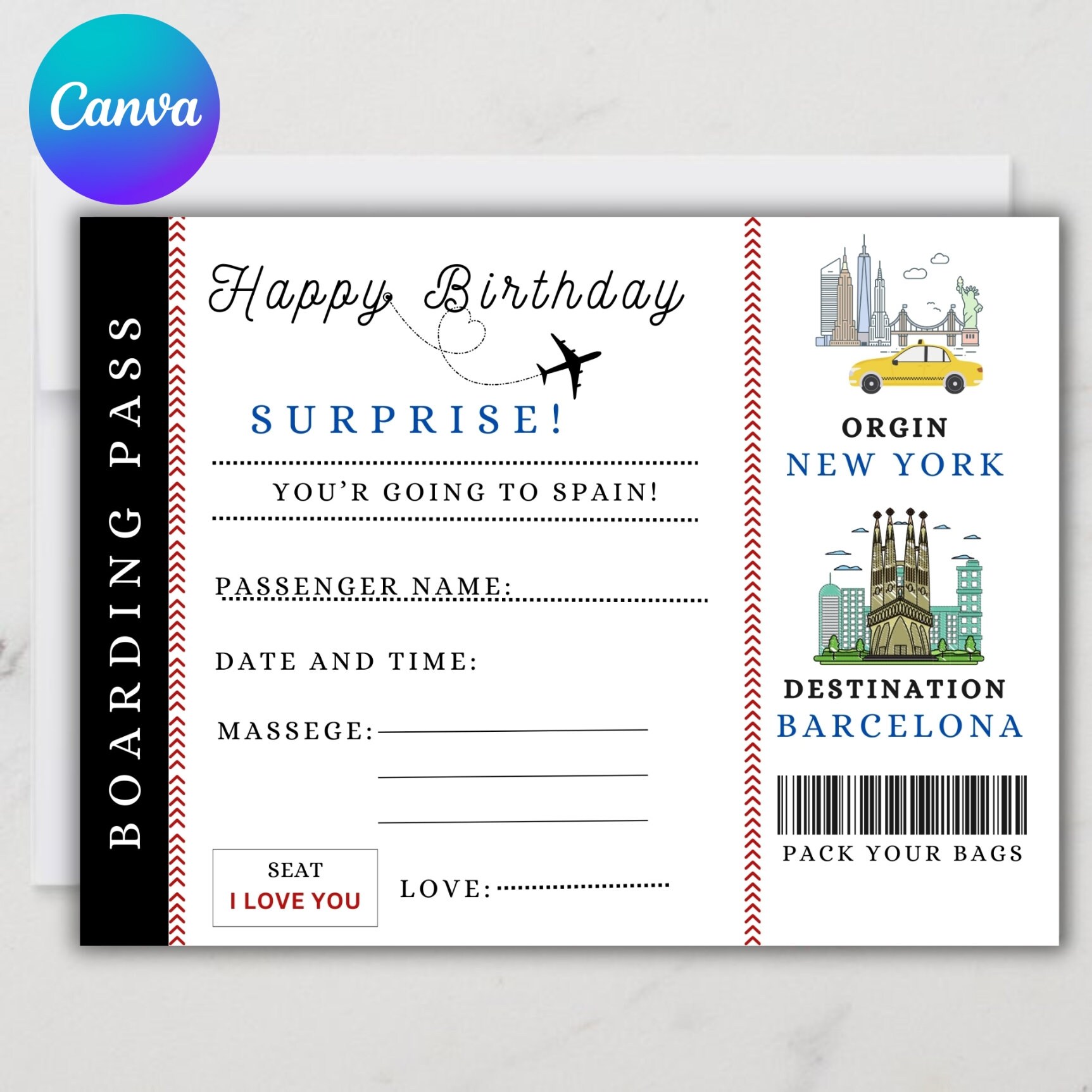 Birthday Boarding Pass | Boarding Ticket | Printable Plane Ticket ...
