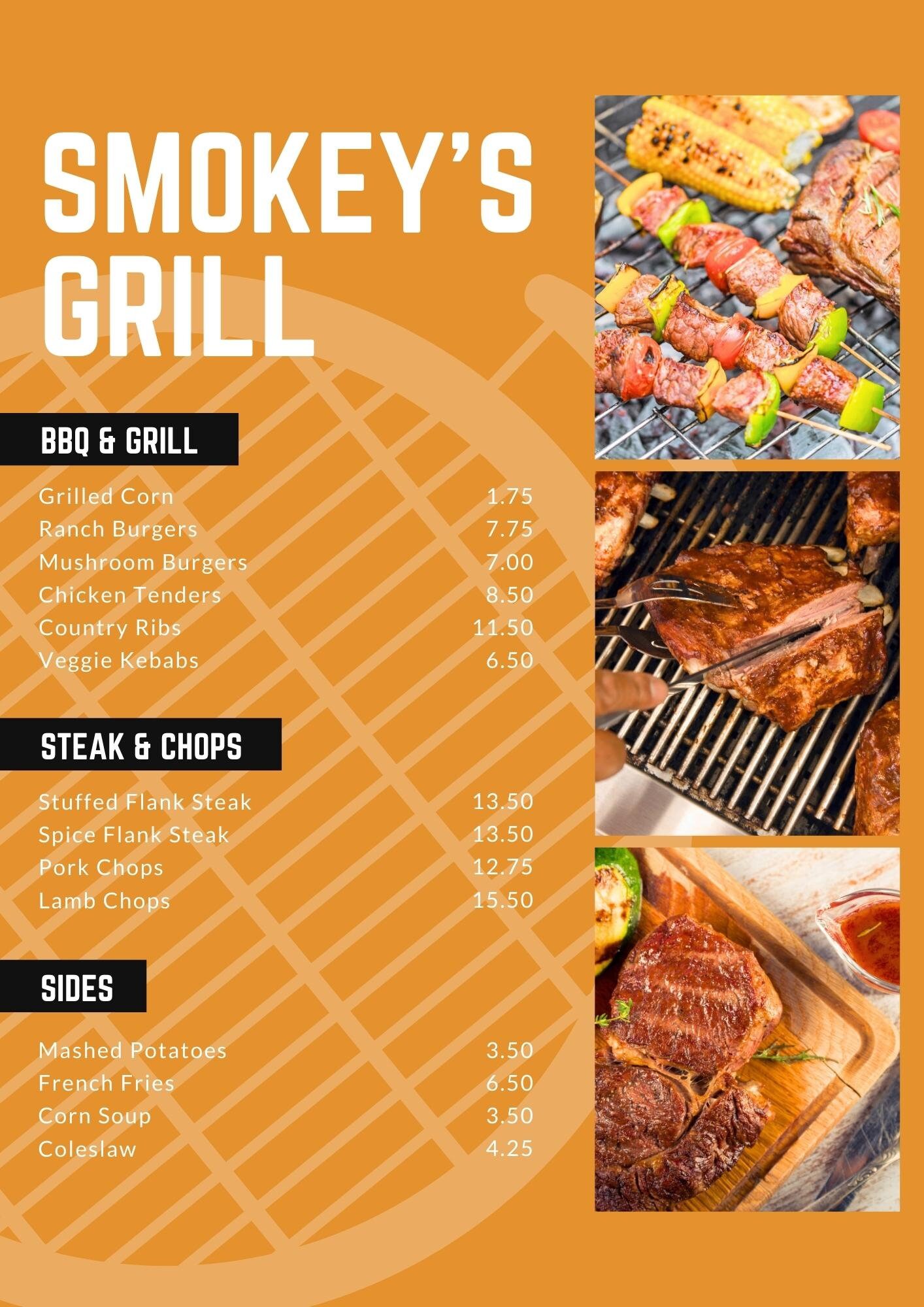 Trendy BBQ and Grill Menu Templates Bundle, Editable Restaurant Menu ...