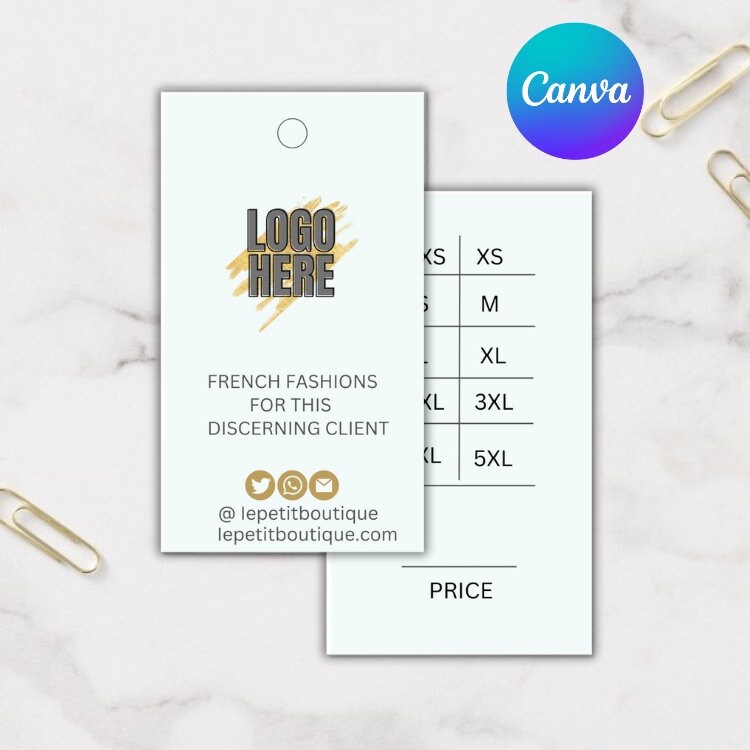 Clothing Tag Template, Clothing Size Template, Editable Clothing Size ...