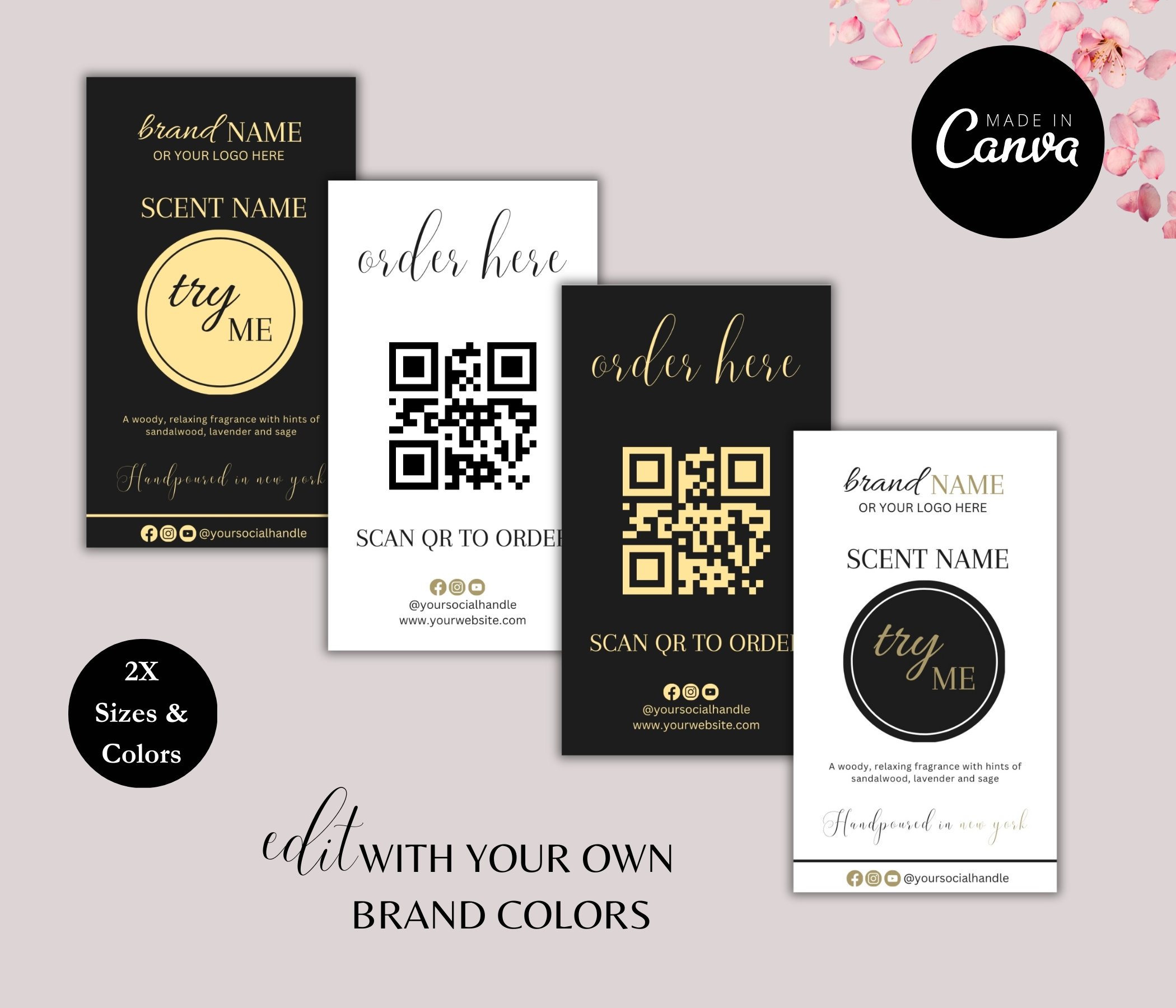 CANVA Scent Sample Card Editable Template, Minimalist DIY Edit Candle ...