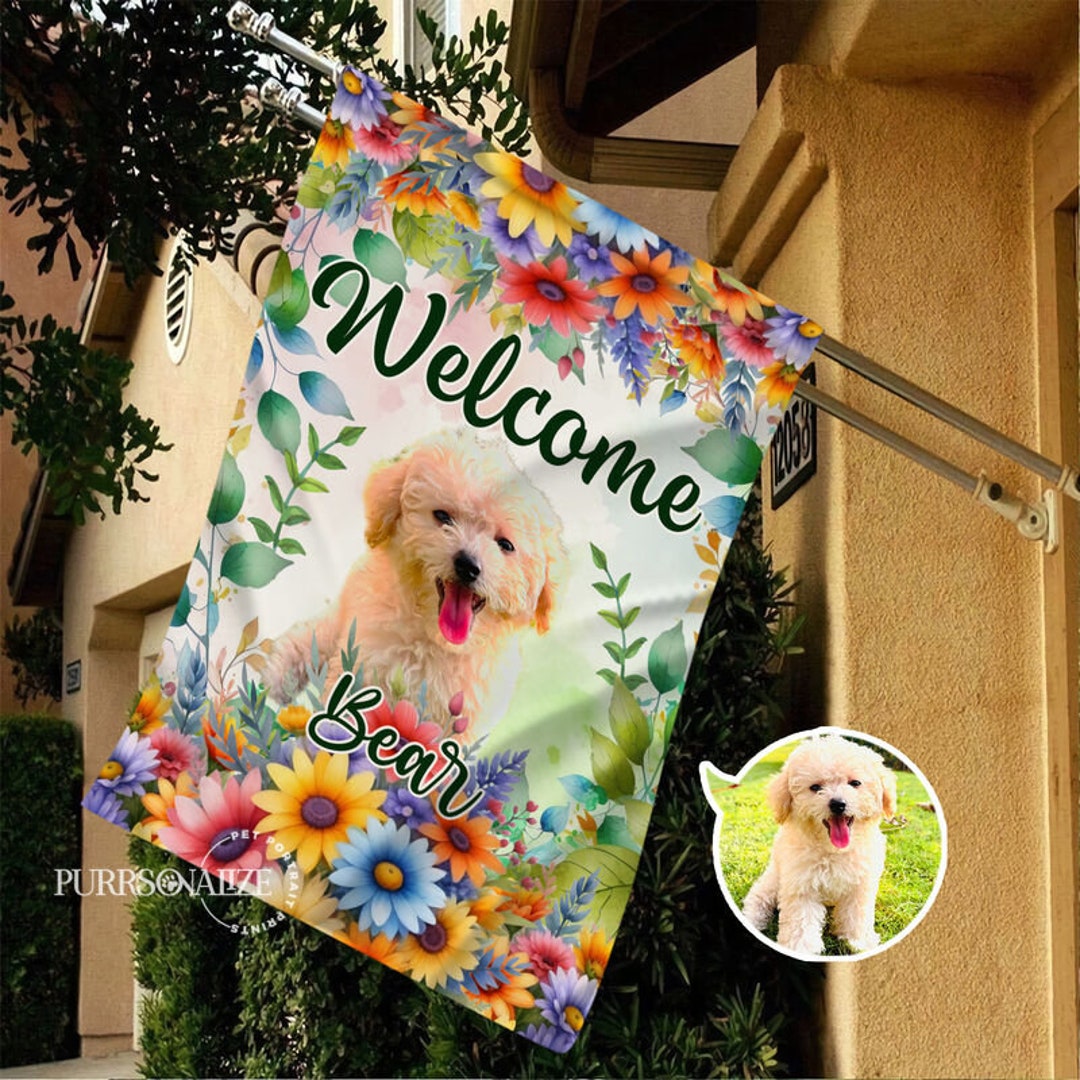 Personalized Spring Pet Flag, Welcome Summer Flowers Dog Flag, Cat Dog ...