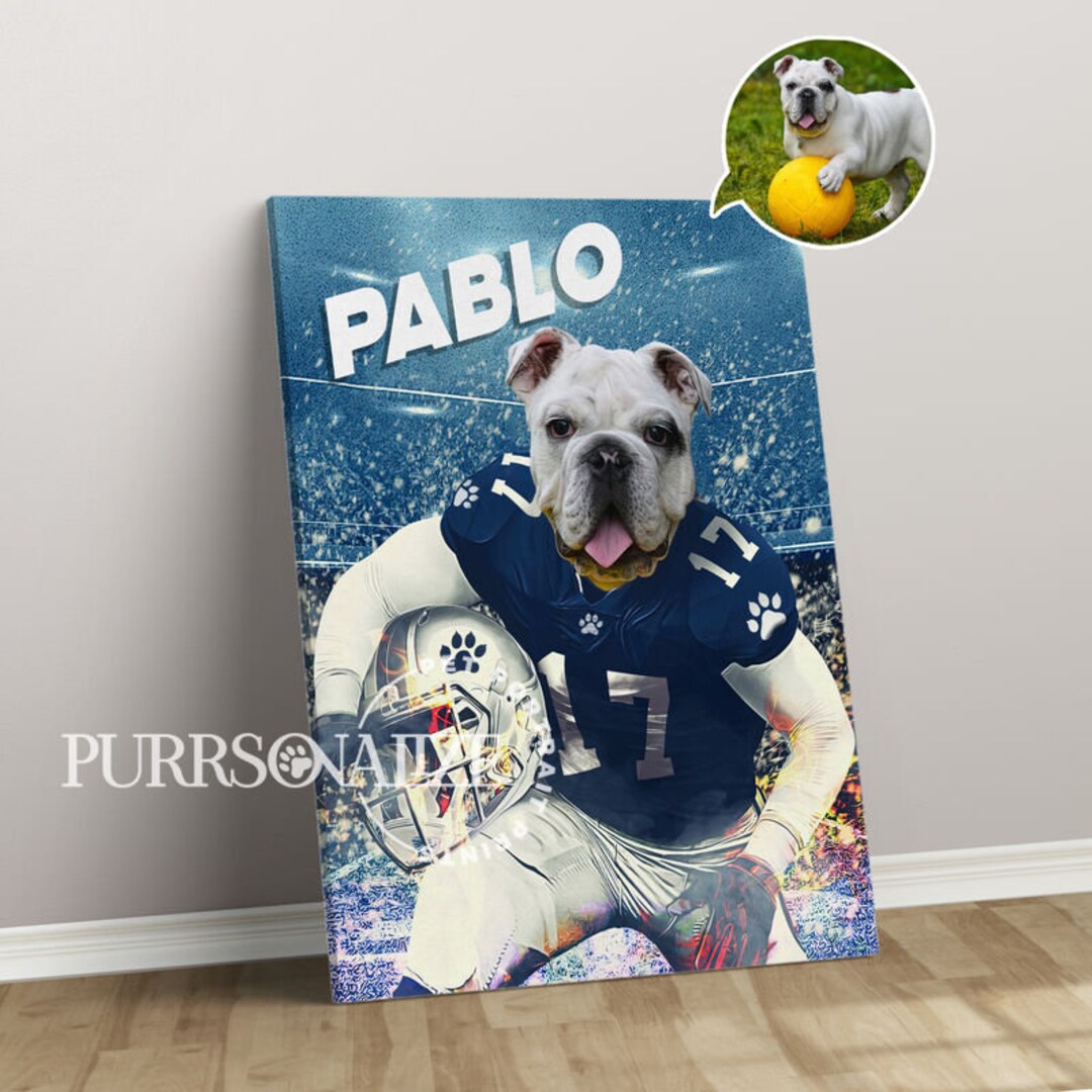 US MADE Personalized Football Pet Portrait, Custom 'penn State Football ...