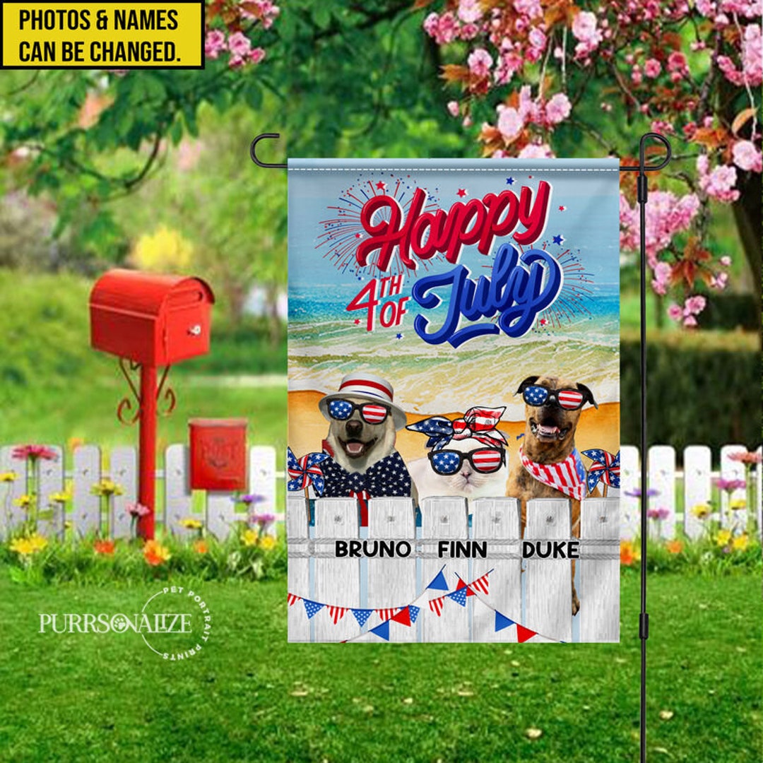 Personalized July 4th Pet Double Size Flag, Custom Happy 4th of July ...