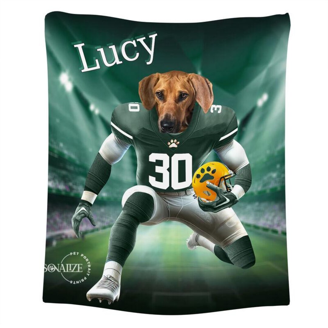 Personalized Photo Name Football Pet Ornament /blanket, Football Team ...