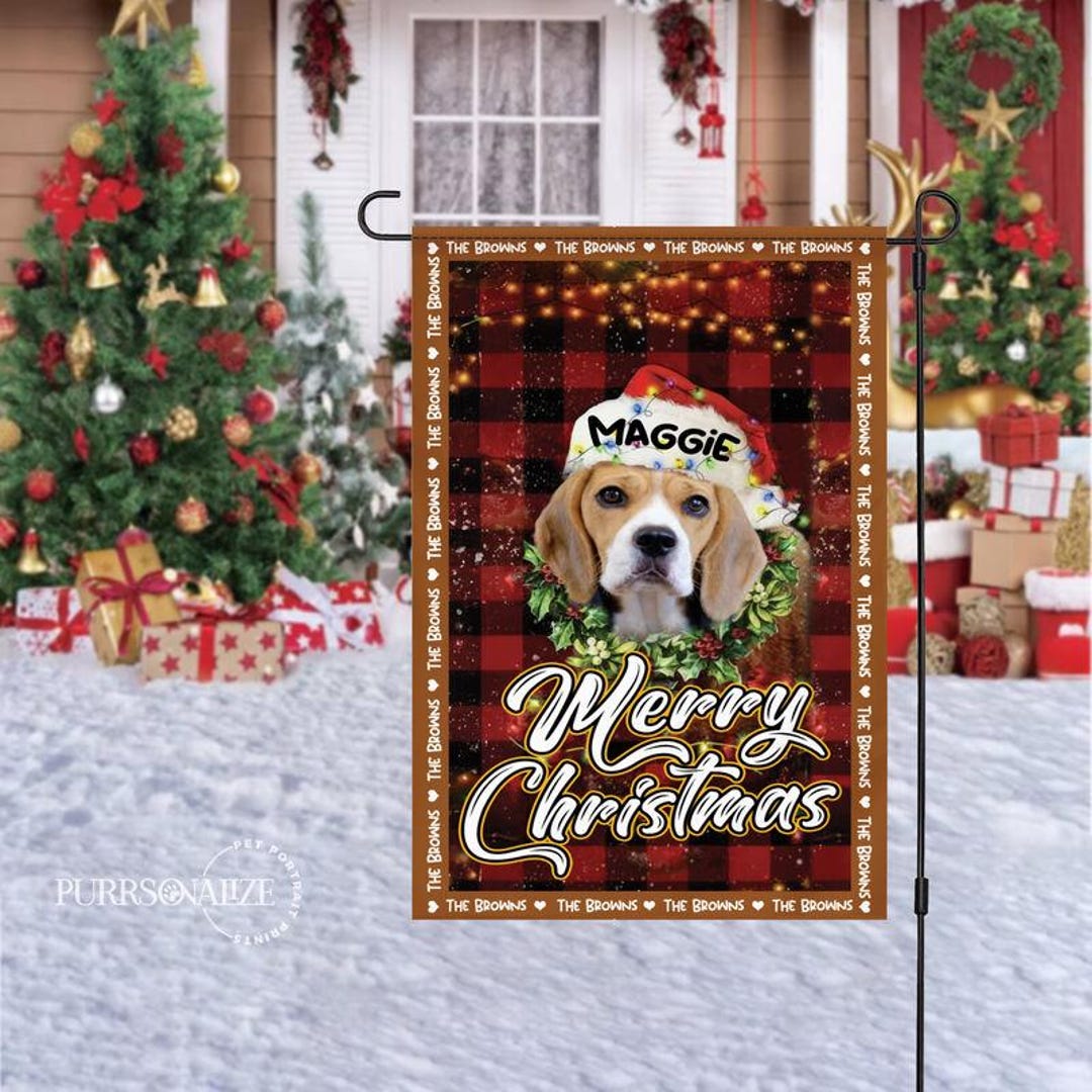 Personalized Christmas Pet Flag, Custom Name Merry Christmas Dog Cat ...
