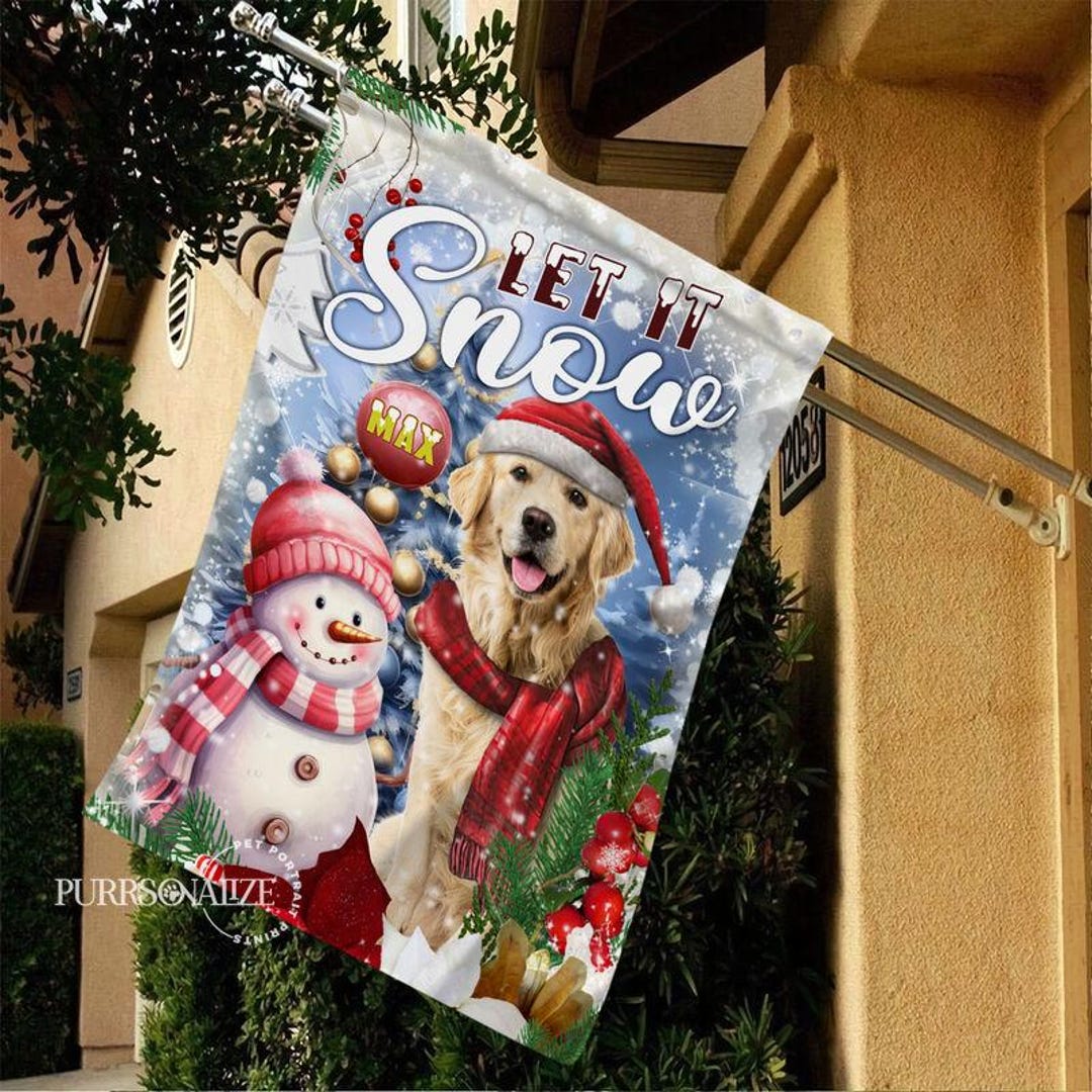 Personalized Christmas Pet Flag, Custom Let It Snow Dog Cat Flag ...