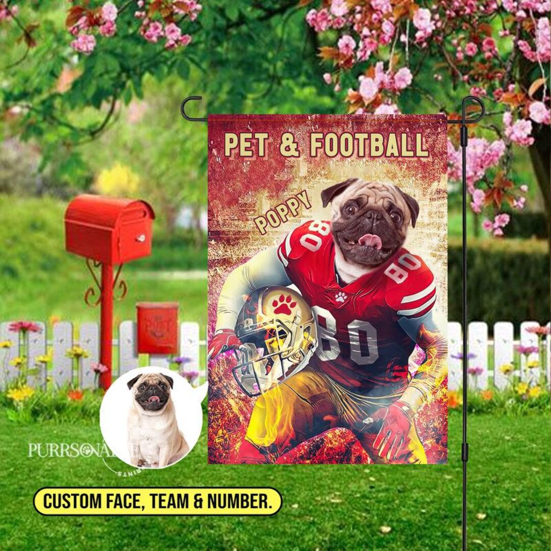 Personalized Football Pet Flag, Custom PET & FOOTBALL, Custom Football ...