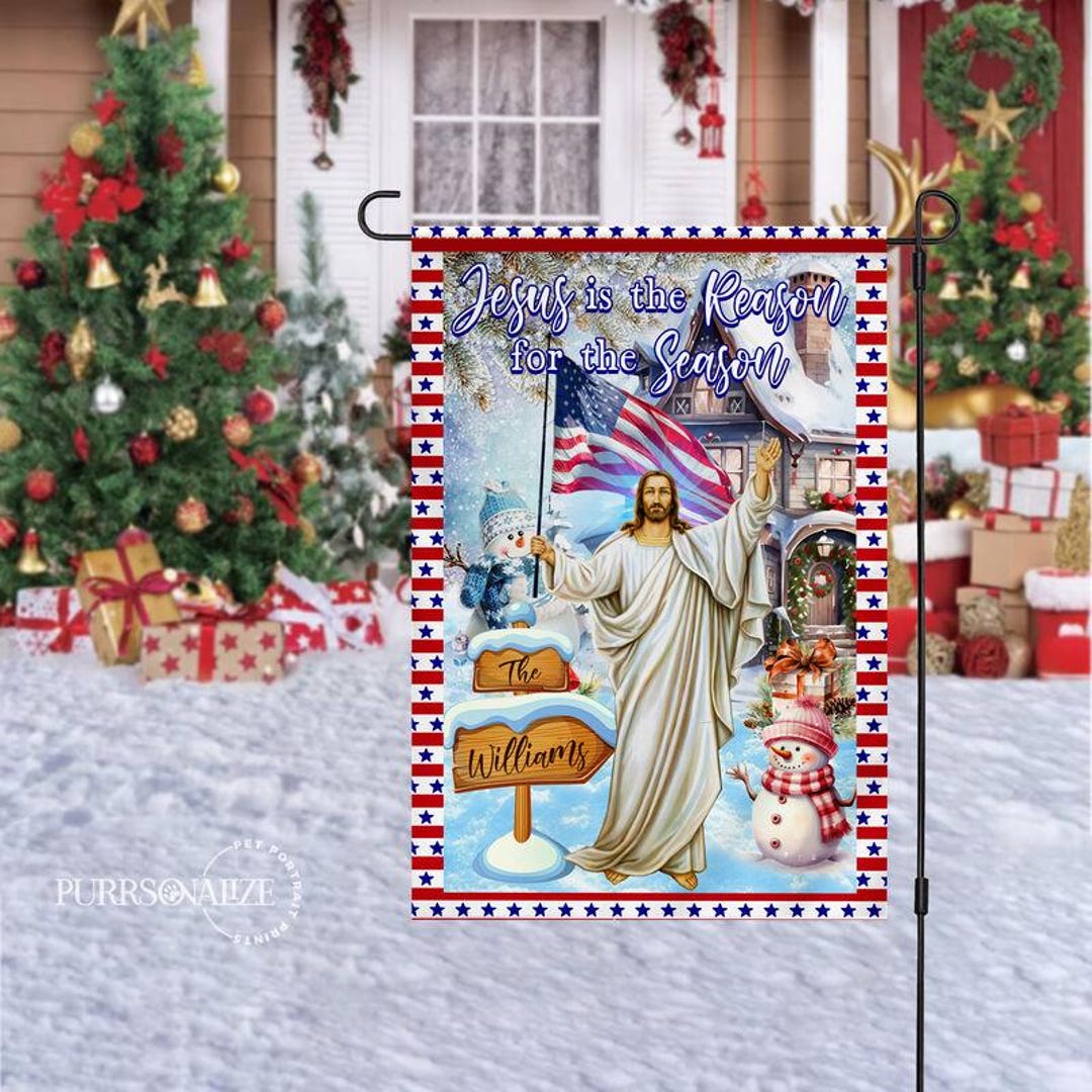Personalized Jesus Christmas Flag, Jesus is the Reason for the Season ...