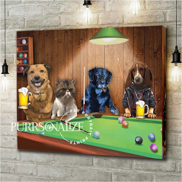 Dogs Playing Pool - Etsy