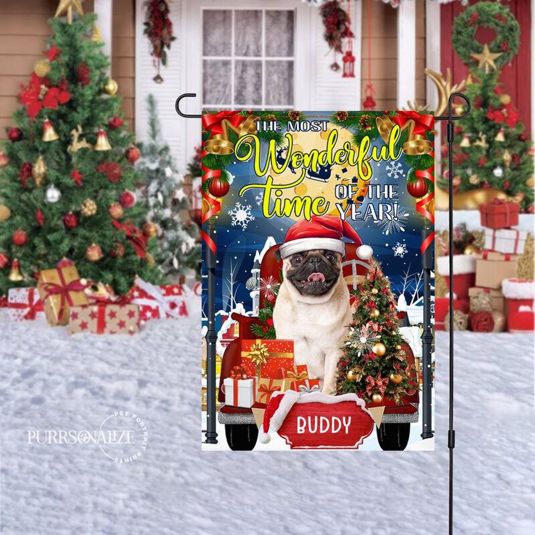 Personalized Christmas Pet Flag, Custom the Most Wonderful Time of the ...