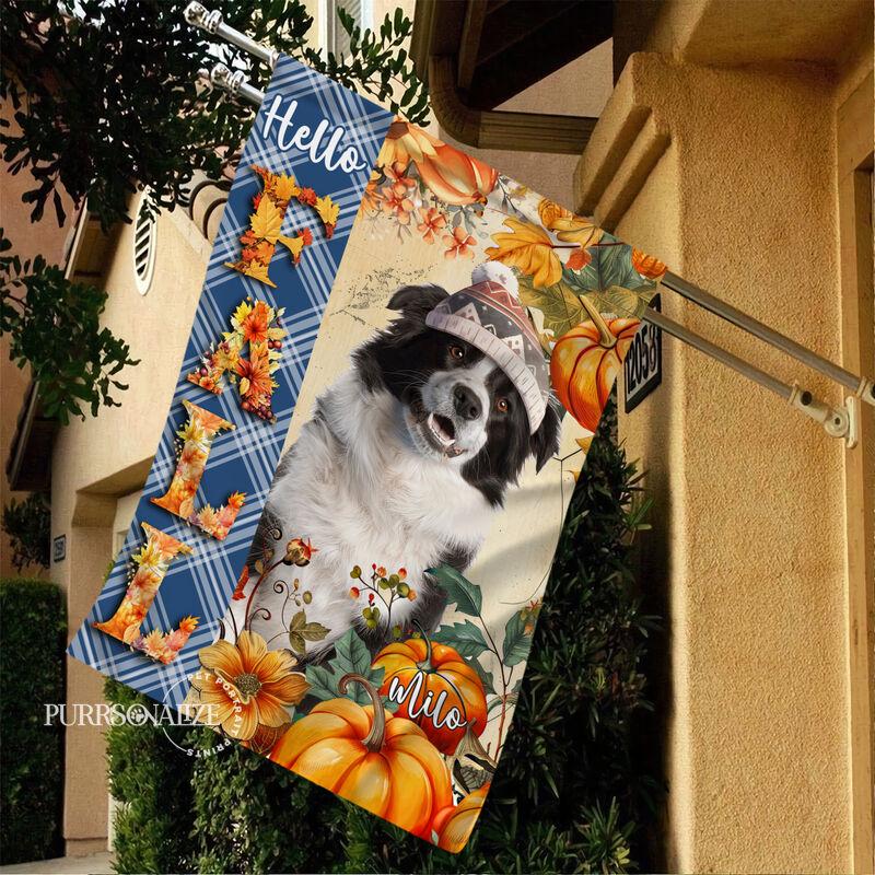 Personalized Thanksgiving Pet Flag, Custom Dog Cat Photo & Name Flag ...