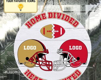 House Divided Hearts United Football Sign - Etsy