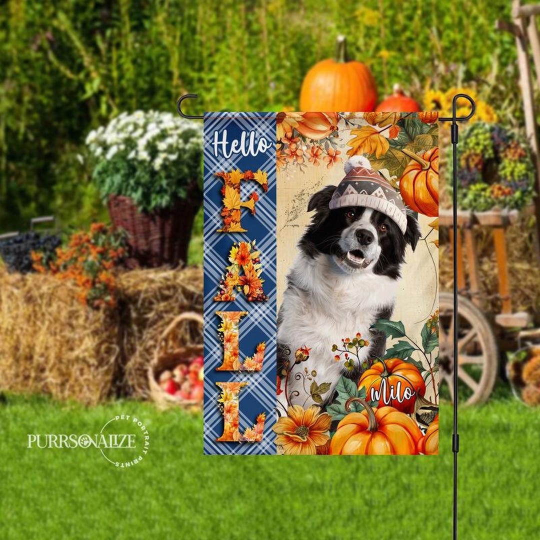 Personalized Thanksgiving Pet Flag, Custom Dog Cat Photo & Name Flag ...