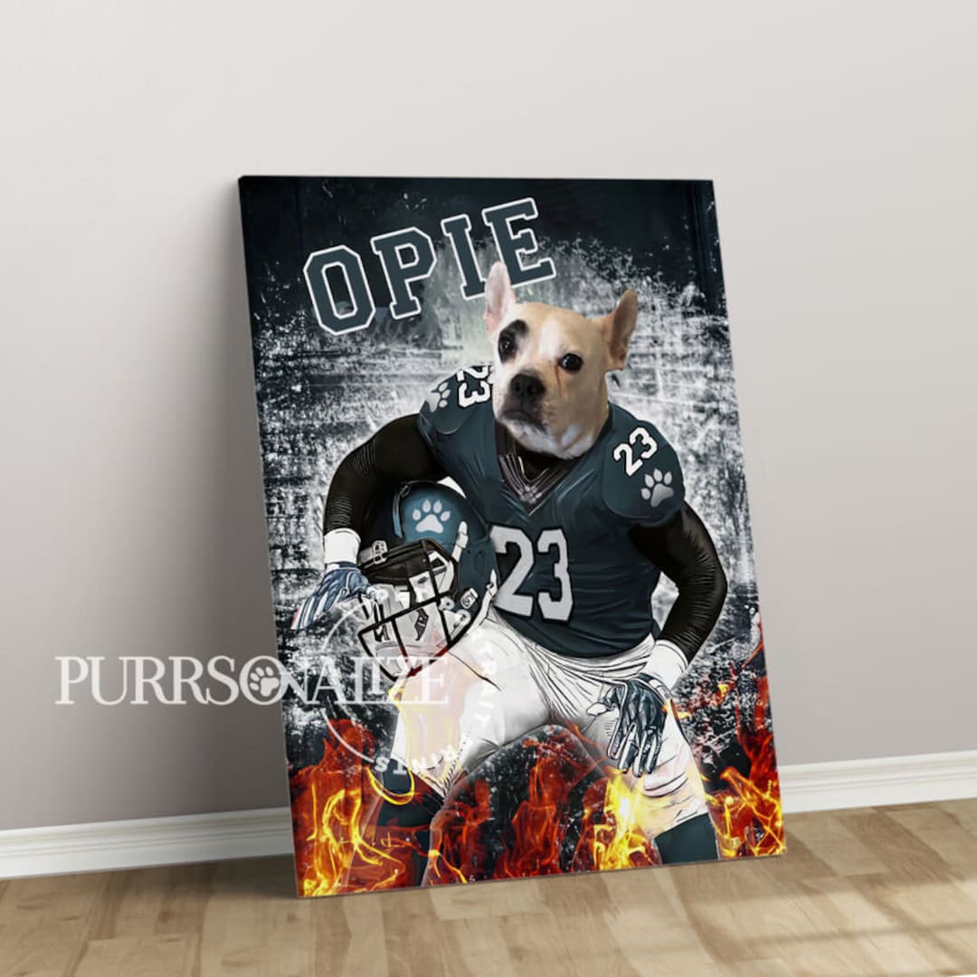 USA MADE Personalized Football Pet Portrait, 'philadelphia Football Dog ...
