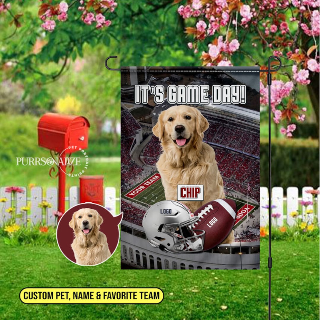 Personalized Football Pet Flag, Custom Favorite Football Team Dog Cat ...