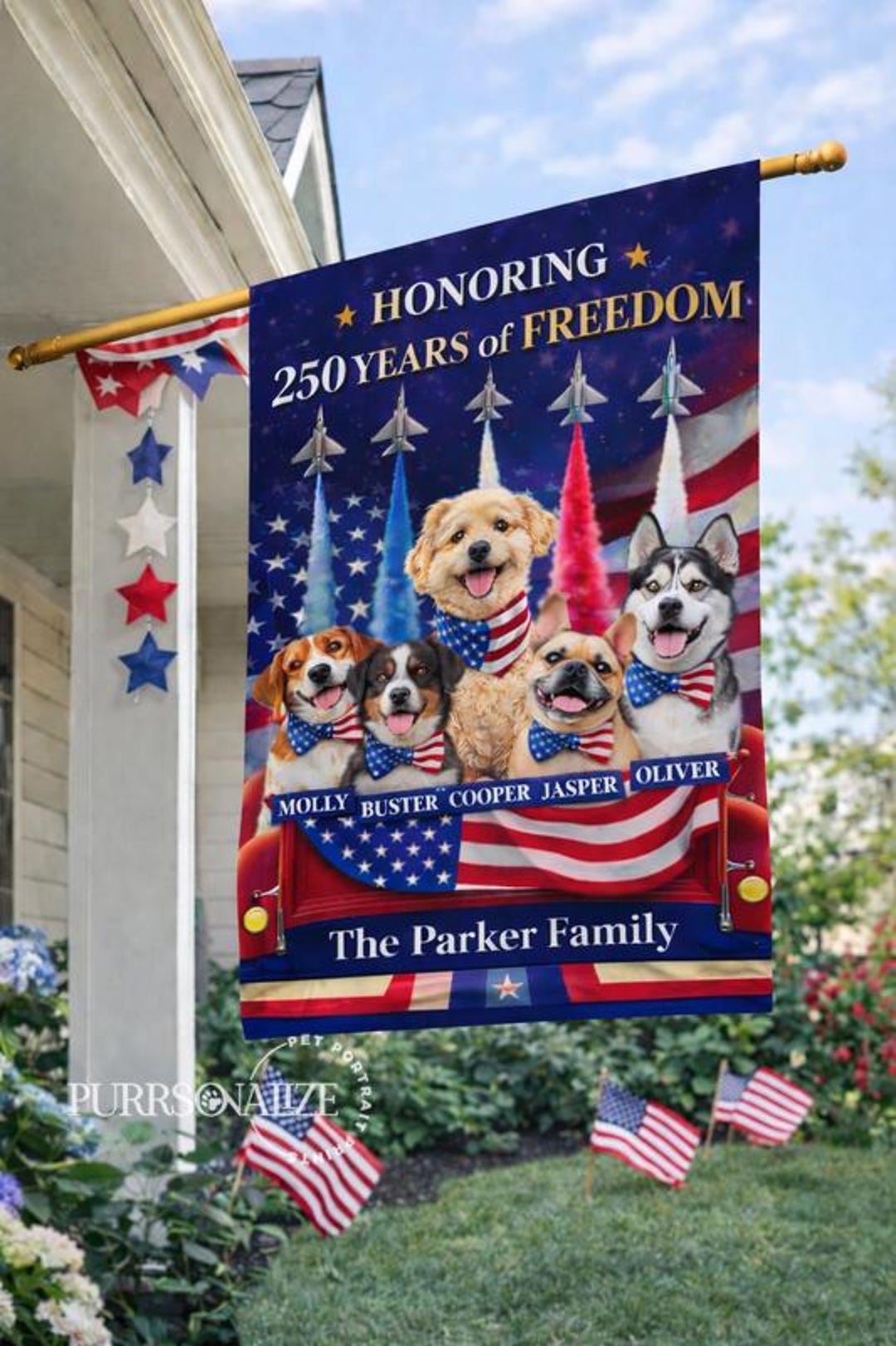 Custom America's 250th Anniversary Pet Flag, Personalized Honoring 250 ...