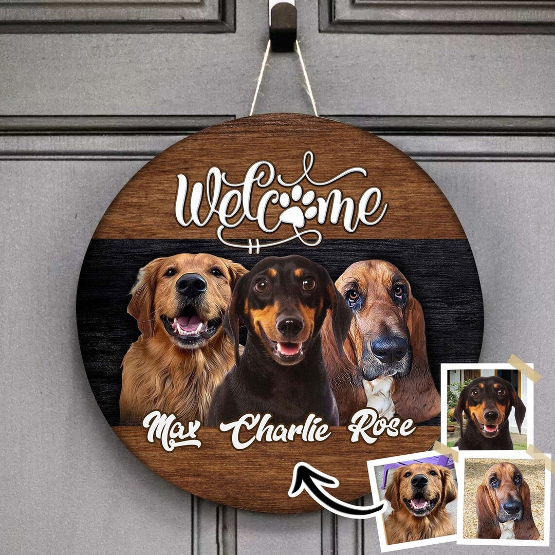 Personalized Pet Sign | Welcome Custom Round Wood Sign, Personalized ...