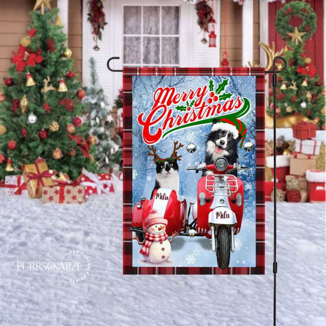 Personalized Christmas Pet Flag, Custom Merry Christmas Motorcycle ...