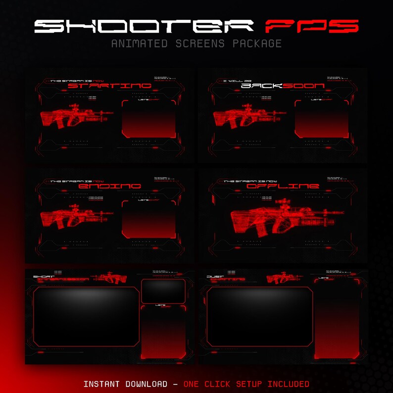 Animated Red FPS Screen Overlay for Twitch Streaming Package Kick ...