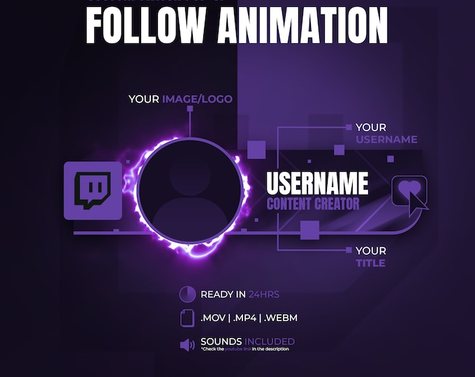 Animated Twitch Fire Follow Pop-up Overlay, Scalable, Easy to Implement ...