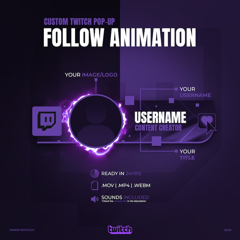 Twitch Streaming Follower Pop-up Animated Overlay | Twitch Streaming ...
