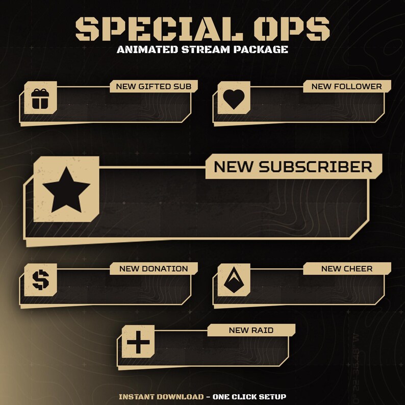 Animated Special OPS Radar Twitch Overlay Streaming Package Army Stream ...
