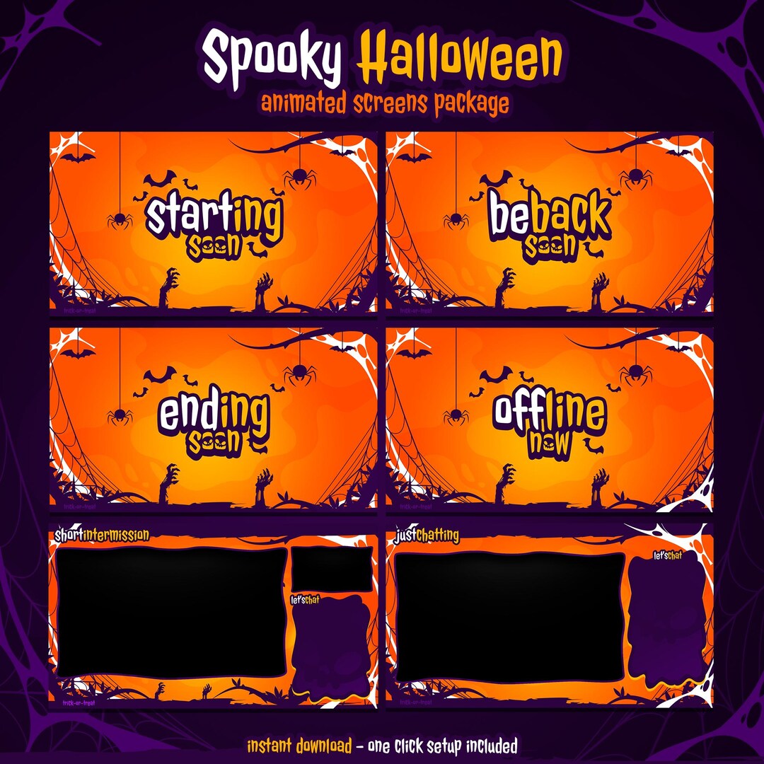 Animated Spooky Halloween Orange Screen Overlay Twitch Streaming ...