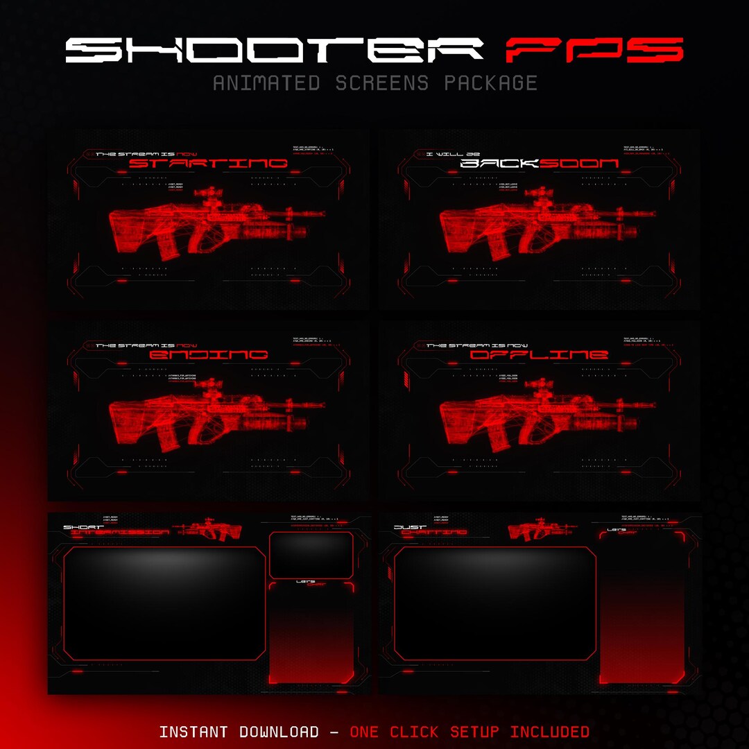 Animated Red FPS Screen Overlay for Twitch Streaming Package Kick ...