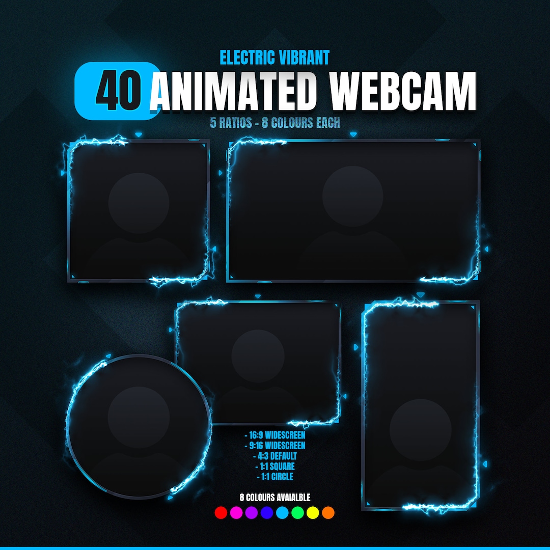 40 Animated Colorful Electric Webcam Overlay | Twitch Stream Overlays ...