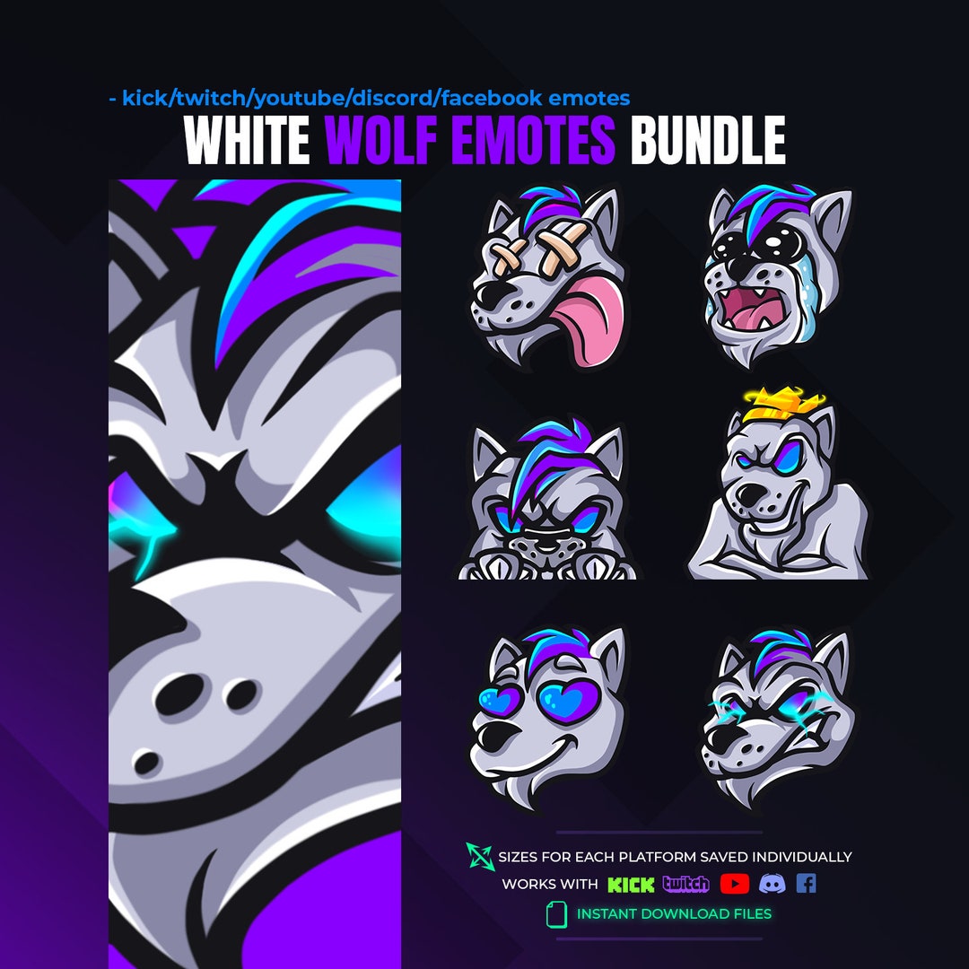 White Wolf Gaming Kick Subscriber Emotes, Wolf Streaming Twitch Emotes ...