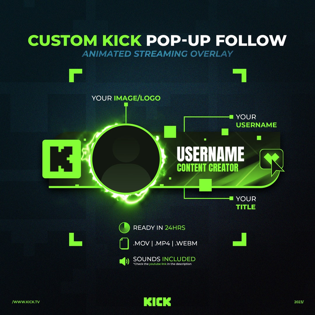 Kick Streaming Follower Pop-up Animated Stream Overlay - Etsy Canada