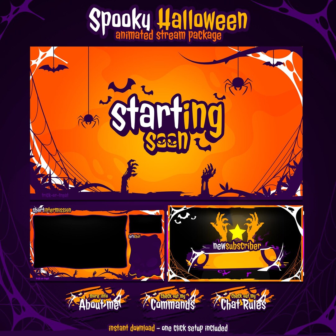 Animated Spooky Halloween Overlay for Twitch Streaming Package Kick ...