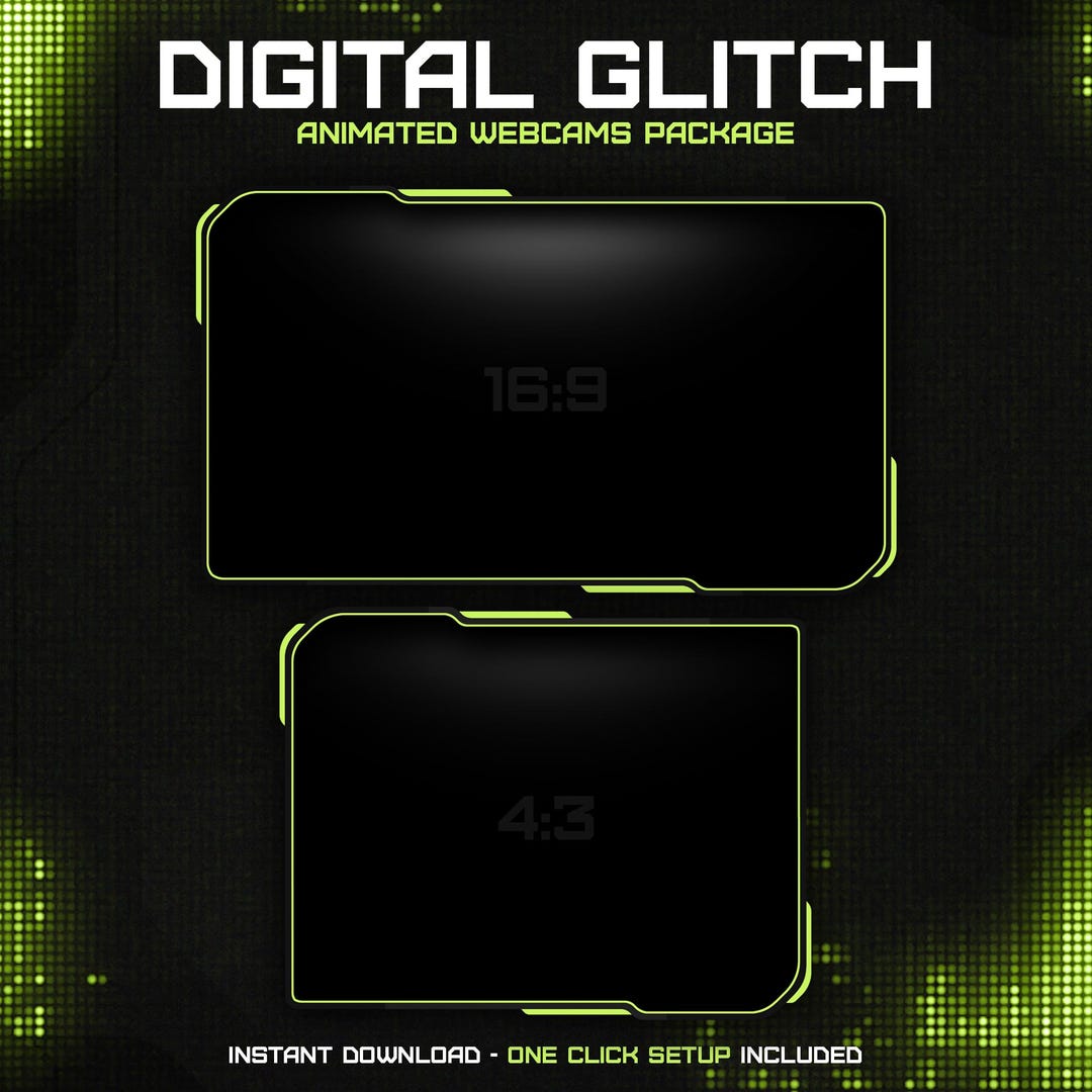 Animated Digital Glitch Webcam Overlay for Twitch Stream Border Kick ...