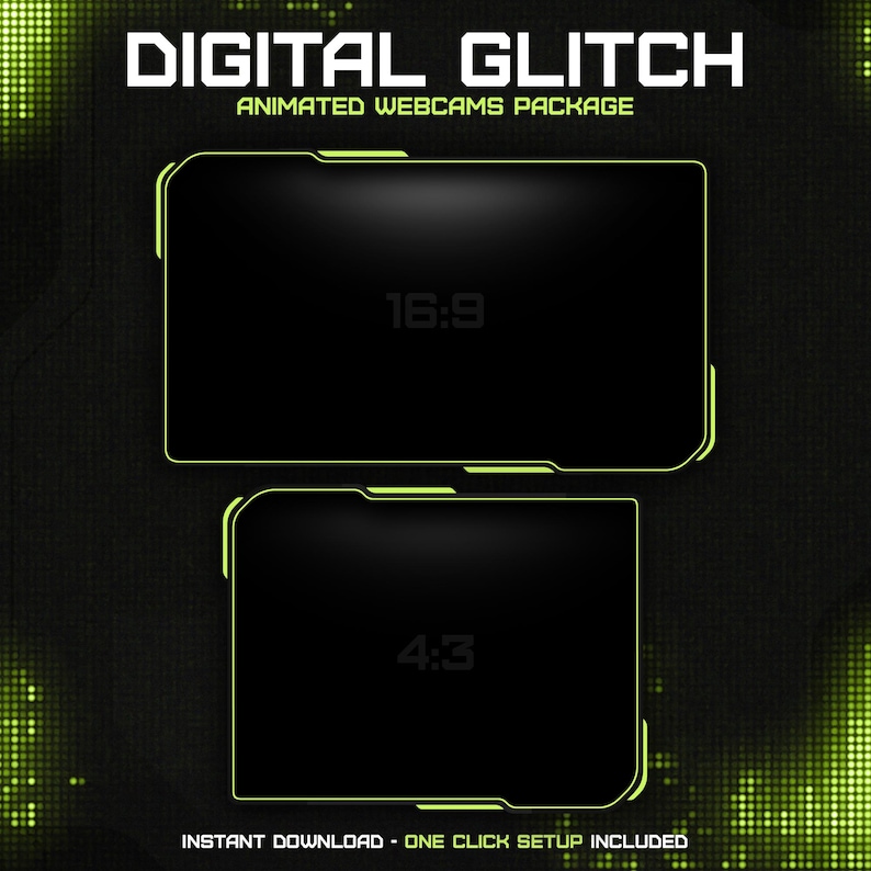 Animated Digital Glitch Webcam Overlay for Twitch Stream Border Kick ...