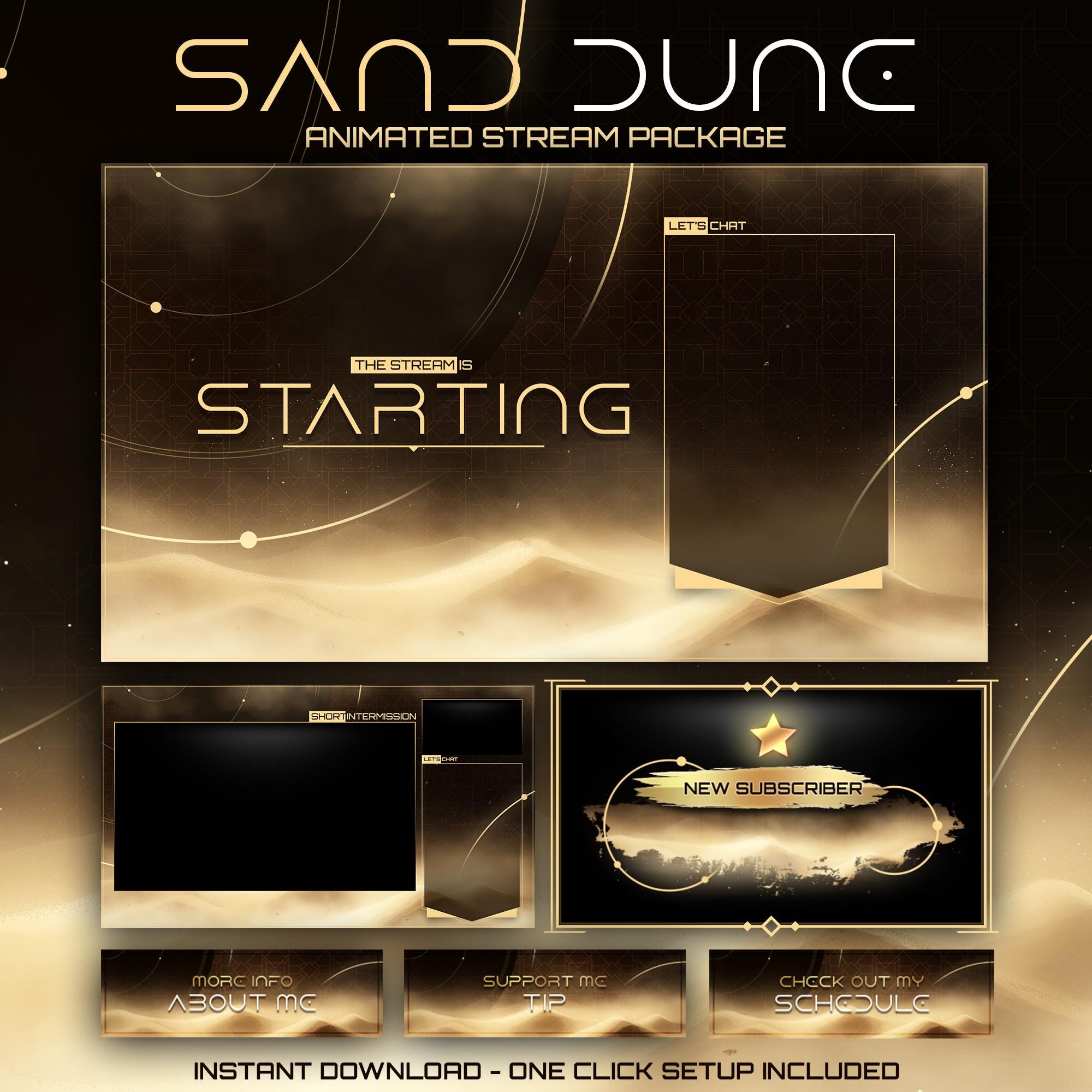 Animated Dune Sand Overlay for Twitch Streaming Package Kick Desert ...