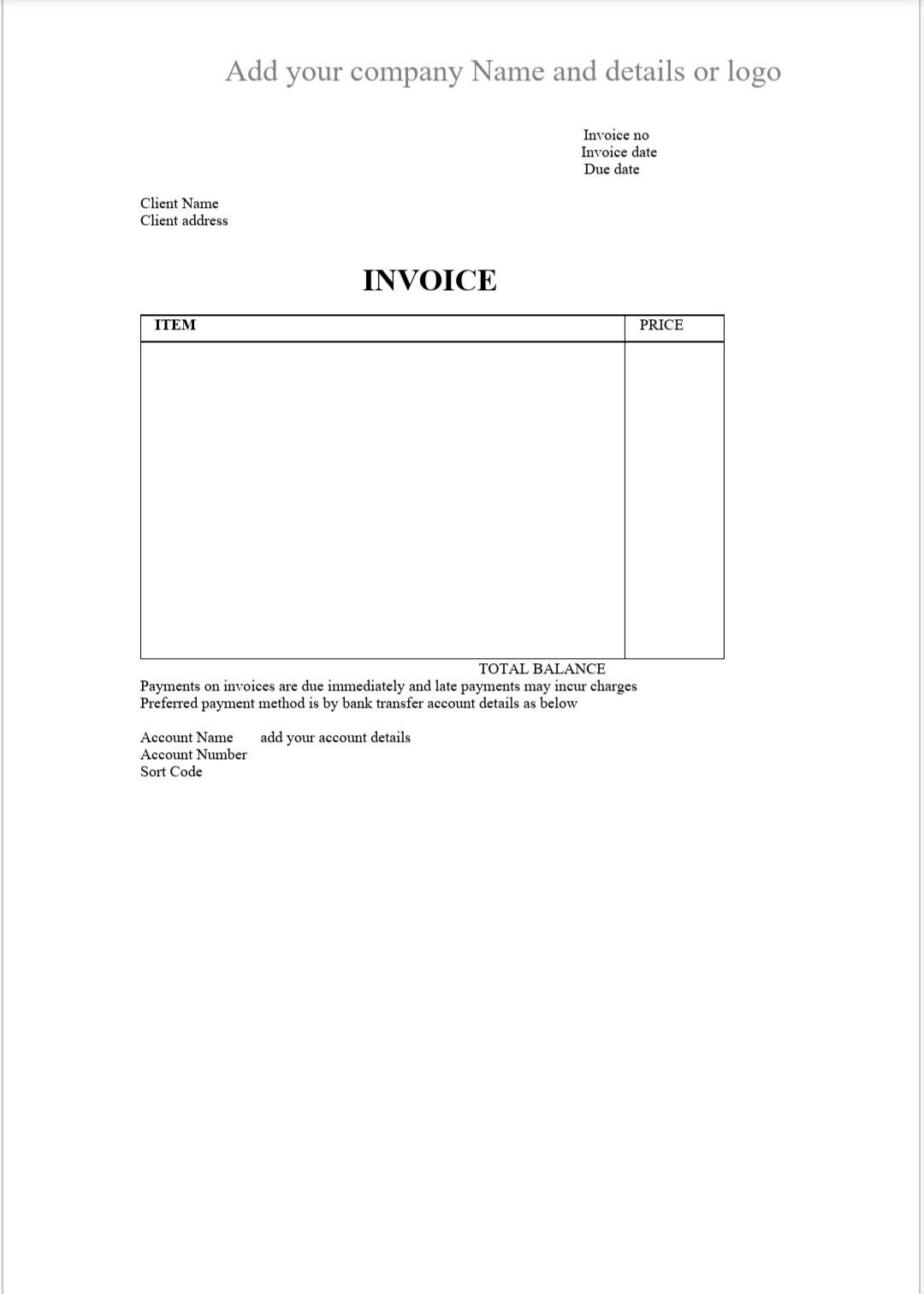 Invoice Template - Etsy