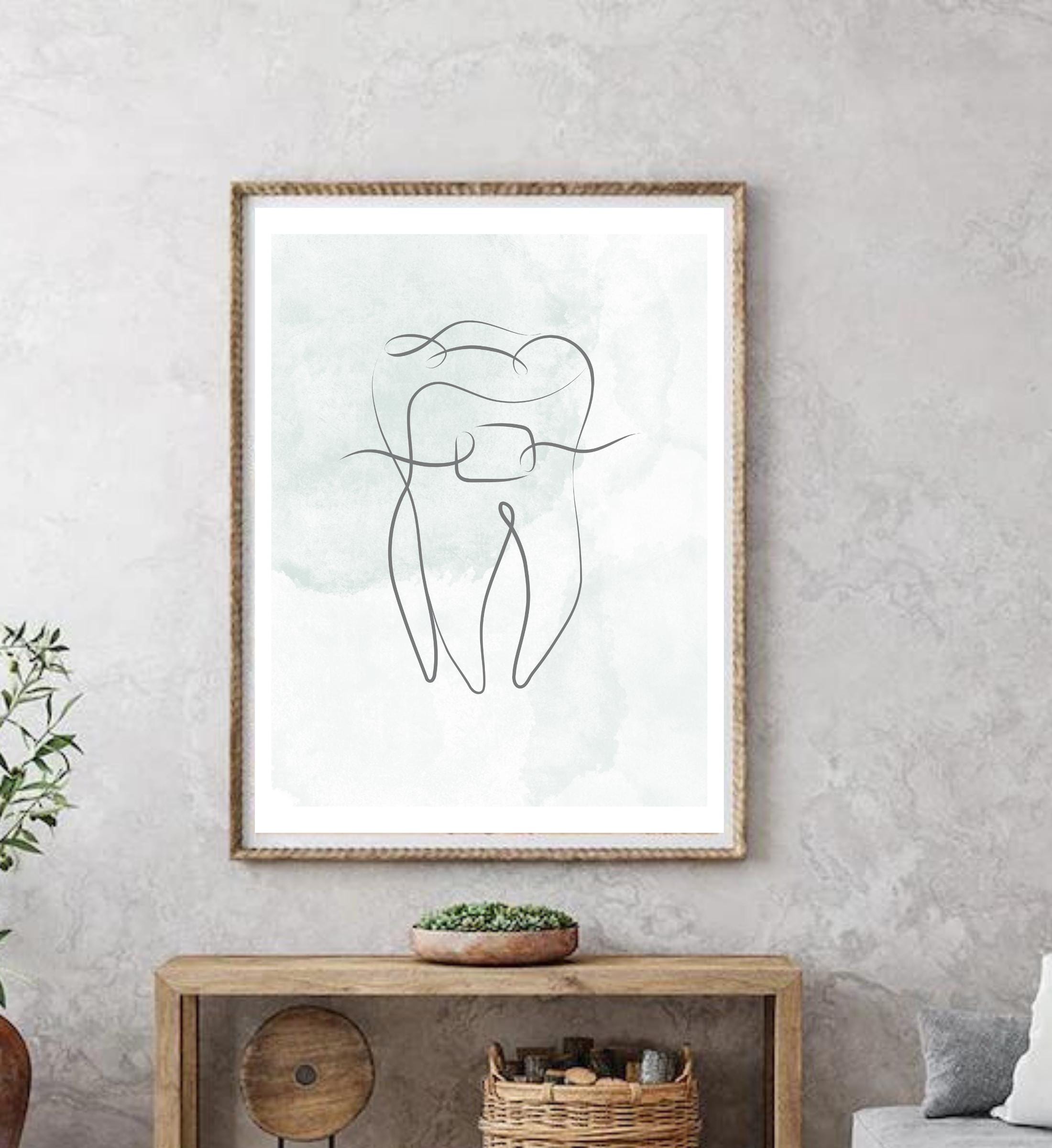 Minimalist Ortho Poster, Simple Tooth Print, Watercolor Dental Decor ...