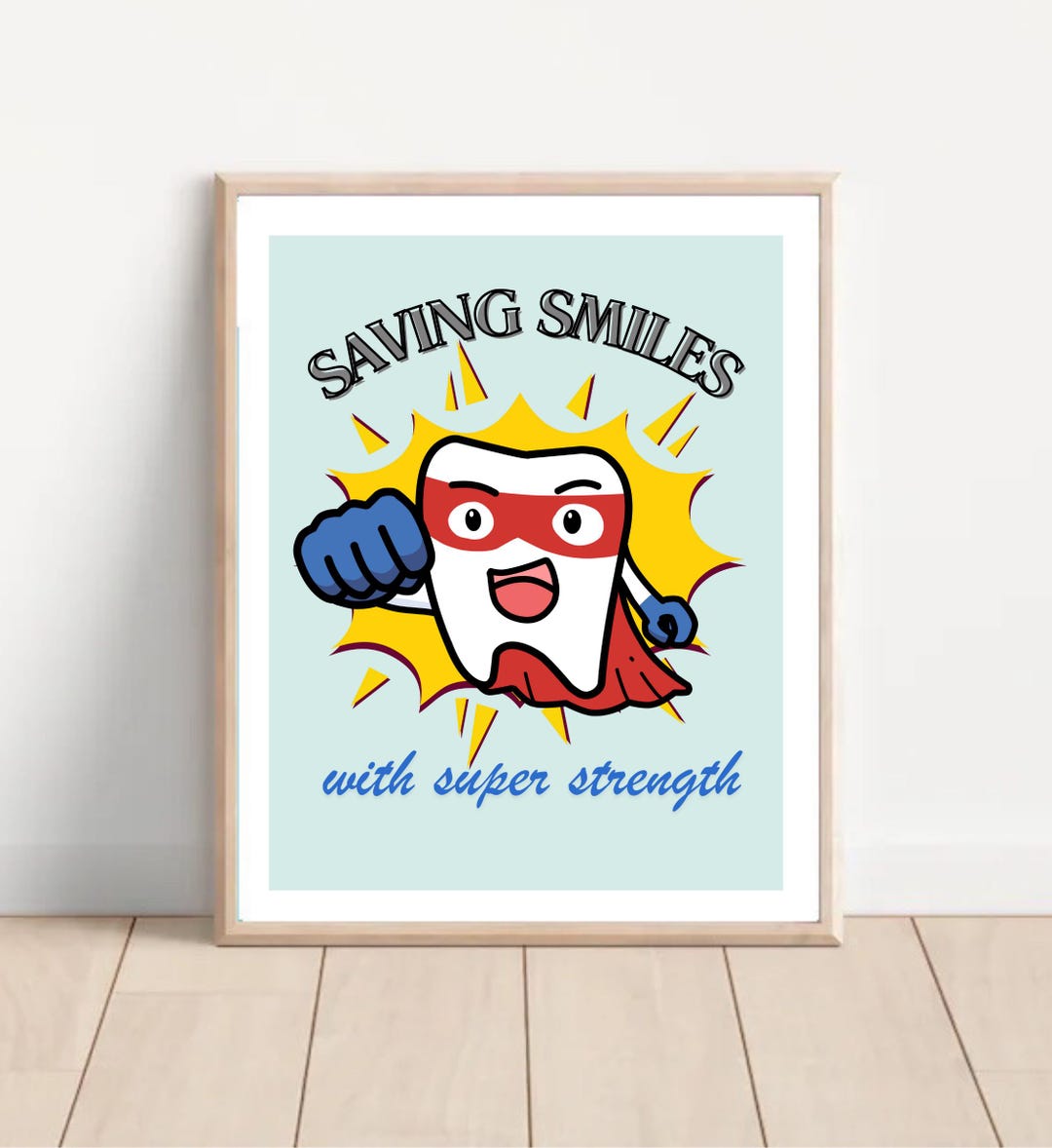 Superhero Tooth Wall Art, Dental Office Decor, Pediatric Dentist Poster ...