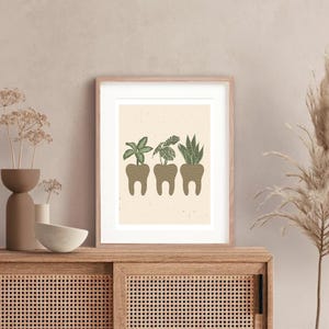 Tooth Plant Poster, Simple Dental Office Wall Art, Minimalist Dentist ...